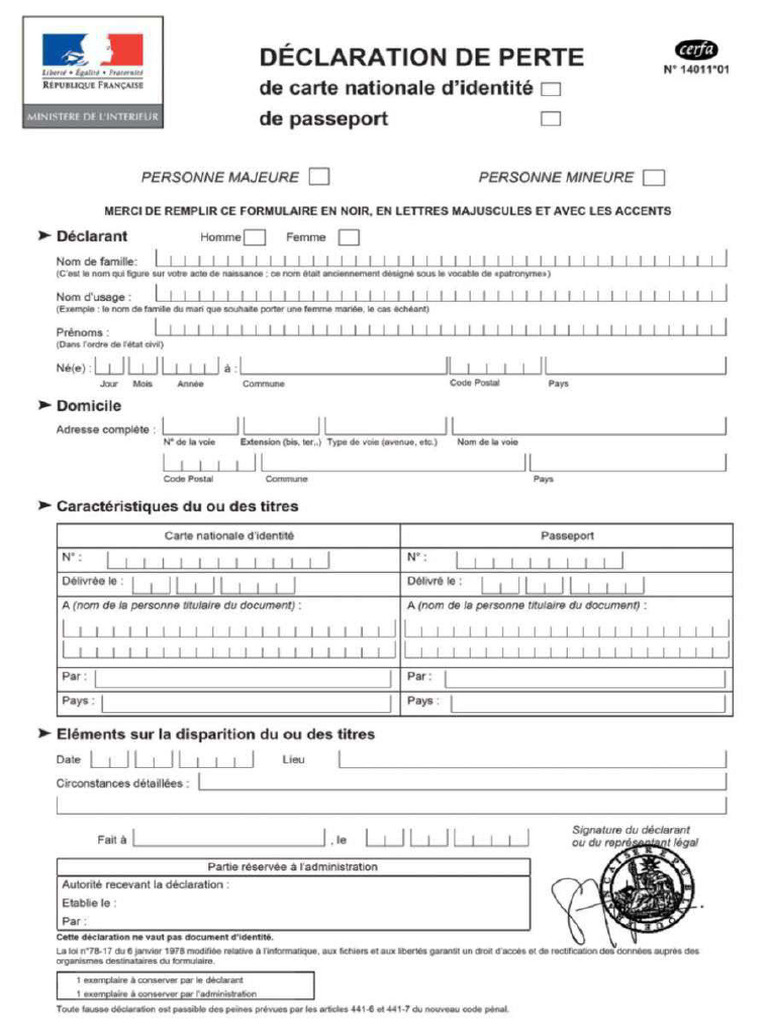 Certificat de Perte | PDF