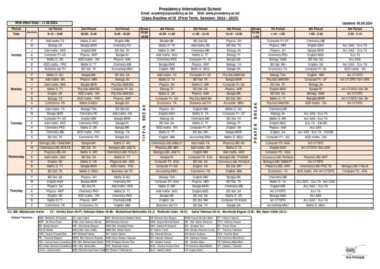 IX Class_Routine_1st Term 2024-25 | PDF | Bangladesh