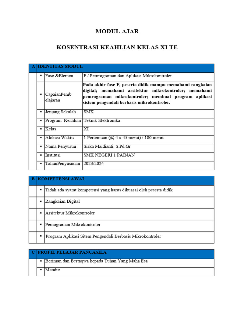 Modul Ajar KUMER Mikroprosesor | PDF | Komputer