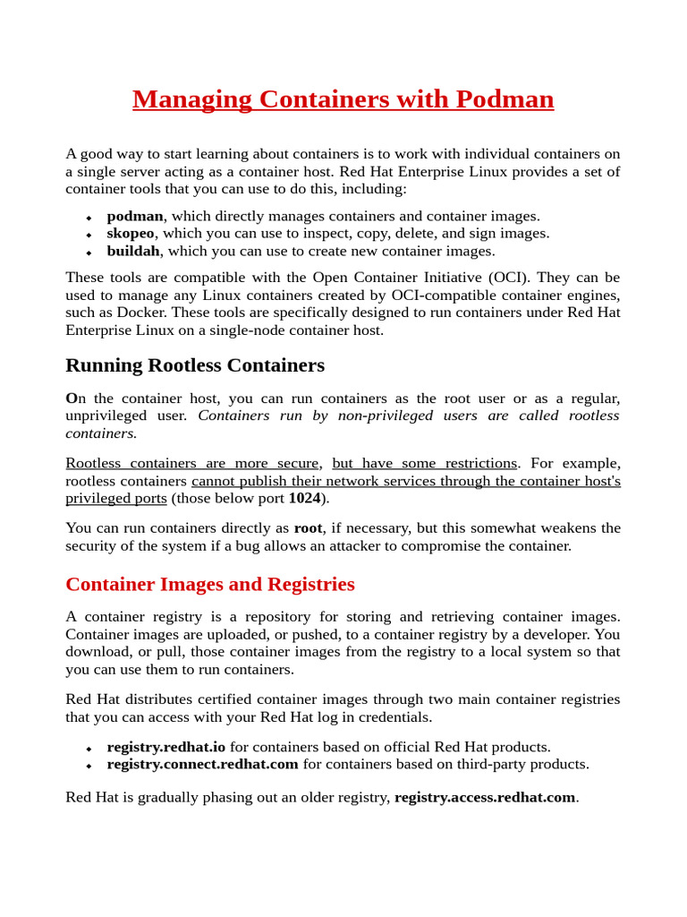 Podman Container Management Guide | PDF | Login | Superuser
