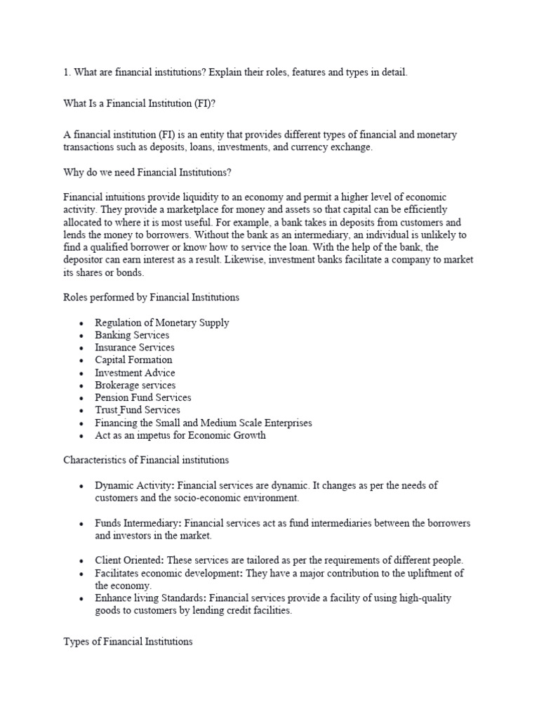 Financial Institutions: Roles & Types | PDF | Banks | Investment Banking