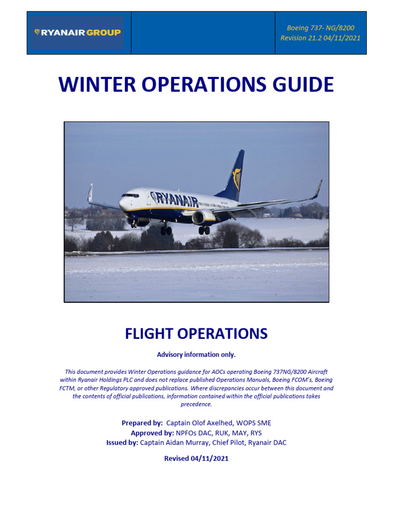 Ryanair Winter Operations Guide 2021 | PDF | Frost | Ice