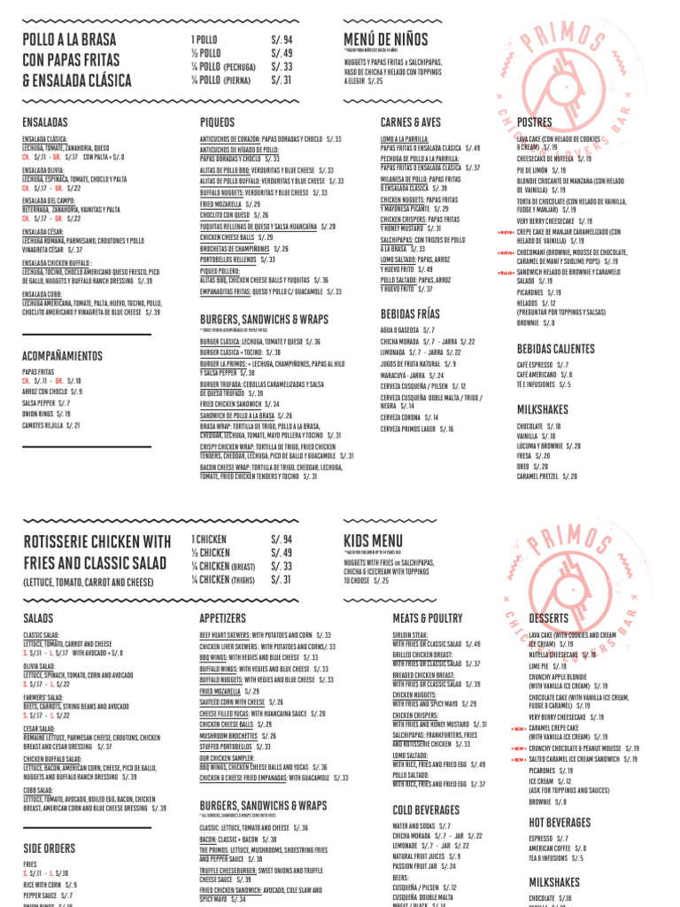 Carta Primos Web | PDF | Salad | Hamburgers