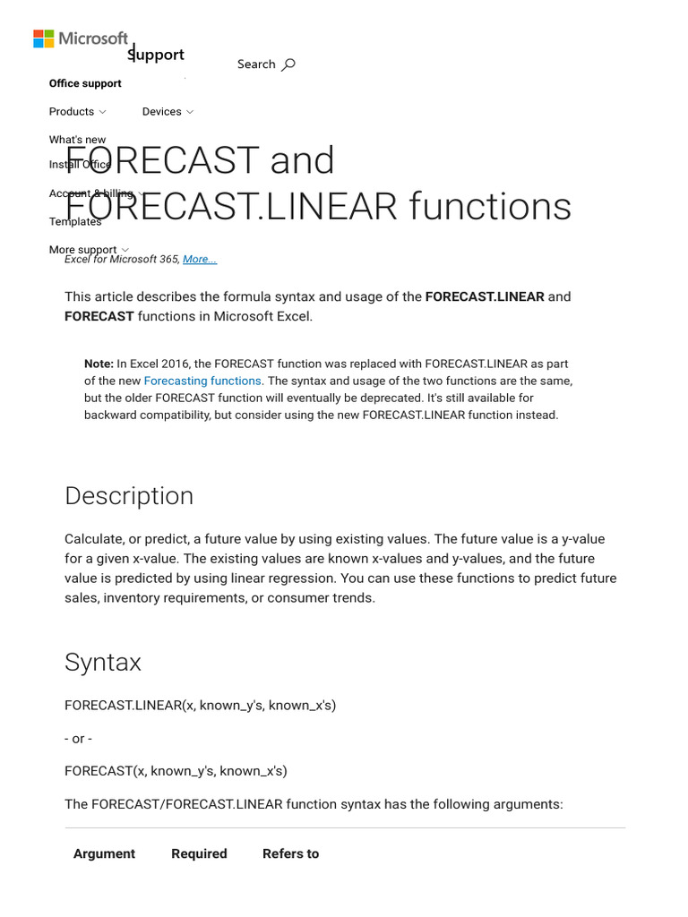Forecast and Forecast - Linear Functions | PDF | Forecasting | Microsoft Excel
