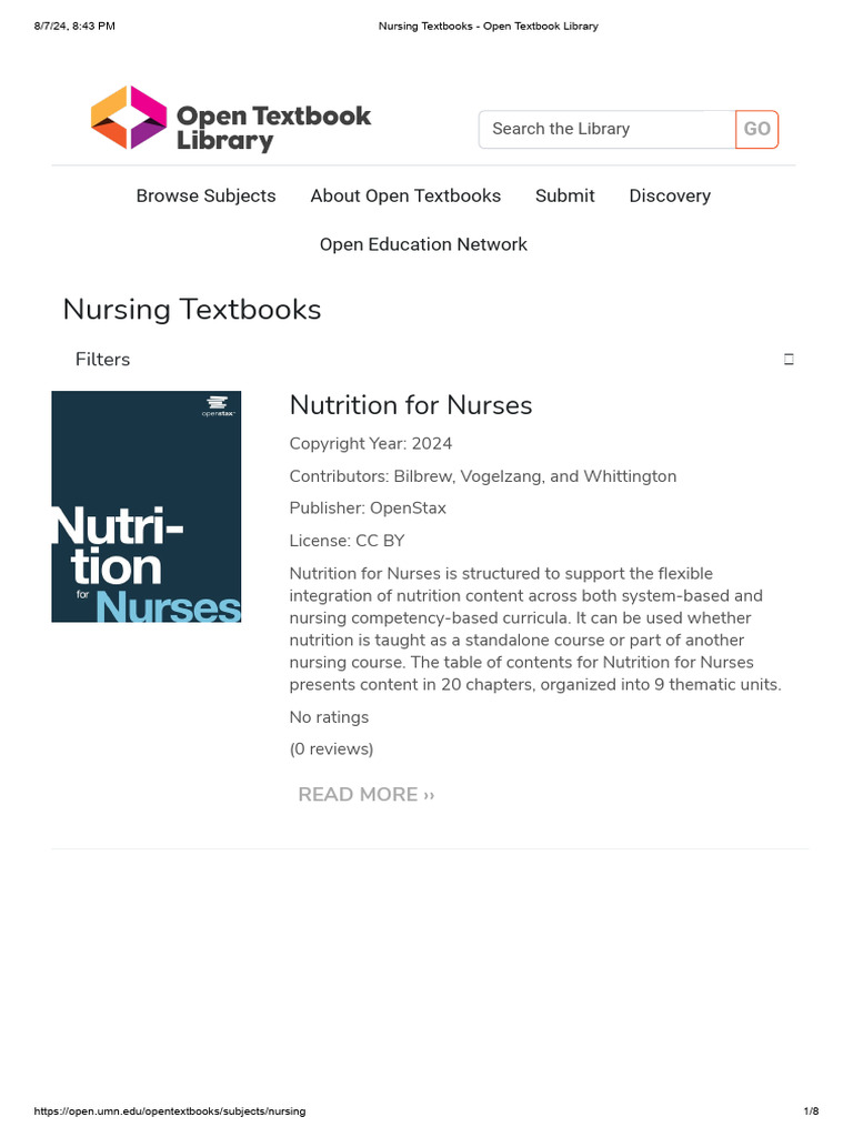 Nursing Textbooks - Open Textbook Library | PDF | Nursing | Textbook