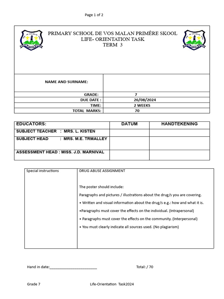 Lifeorientation Task 2024 | PDF | Human Communication | Cognition