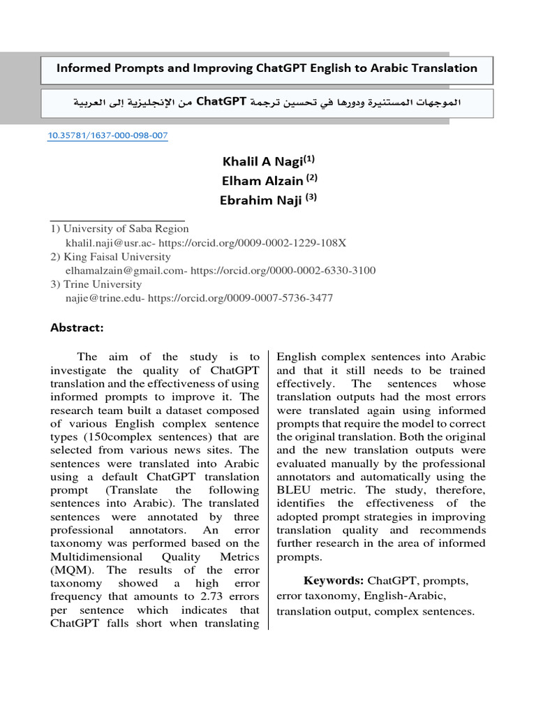 Informed Prompts and Improving ChatGPT English To Arabic Translation ...