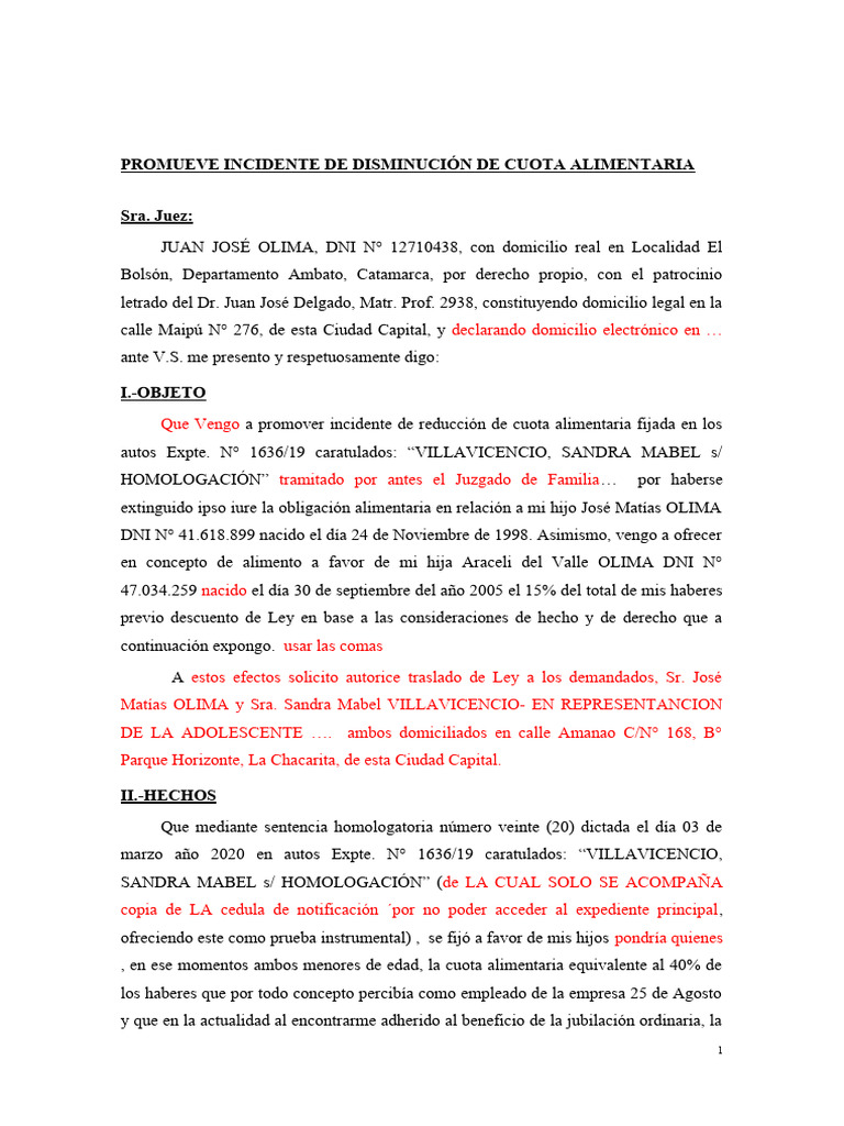 06-ALIMENTOS-CESACION DE CUOTA ALIMENTARIA-OLIMA - Docx2 | PDF | Documento de identidad | Gobierno