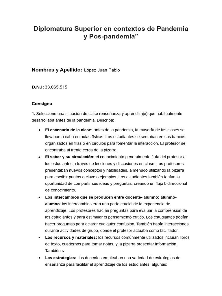 Diplomatura Superior en Contextos de Pandemia y Pos Modulo 1 Clase2 | PDF | Enseñando | Aprendizaje