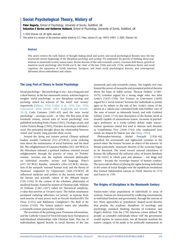 History of Social Psychological Theory | PDF | Psychology | Social ...