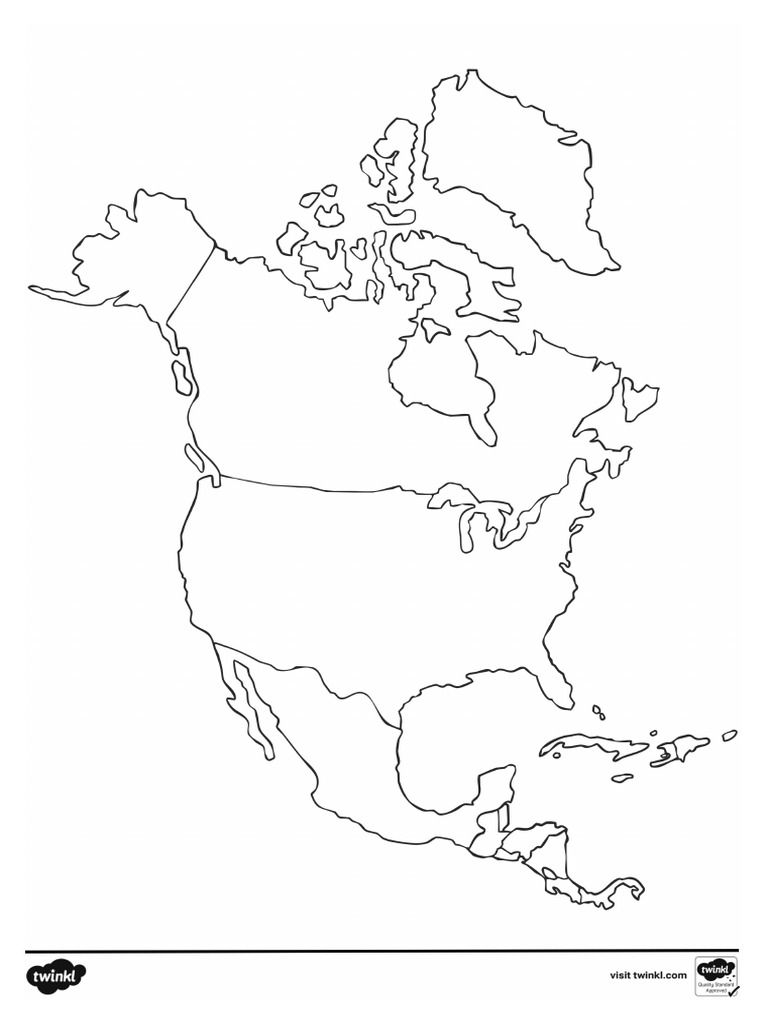 North America Central America and Caribbean Islands Map Colouring Sheet ...