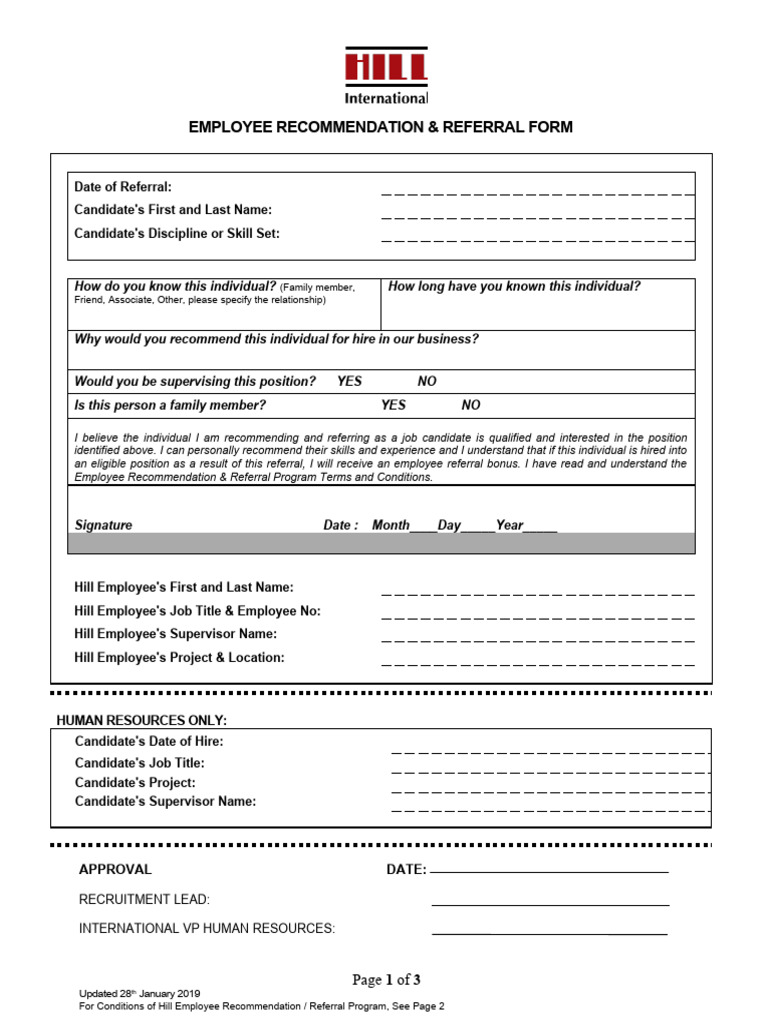 EMPLOYEE REFERRAL FORM | PDF | Recruitment | Employment