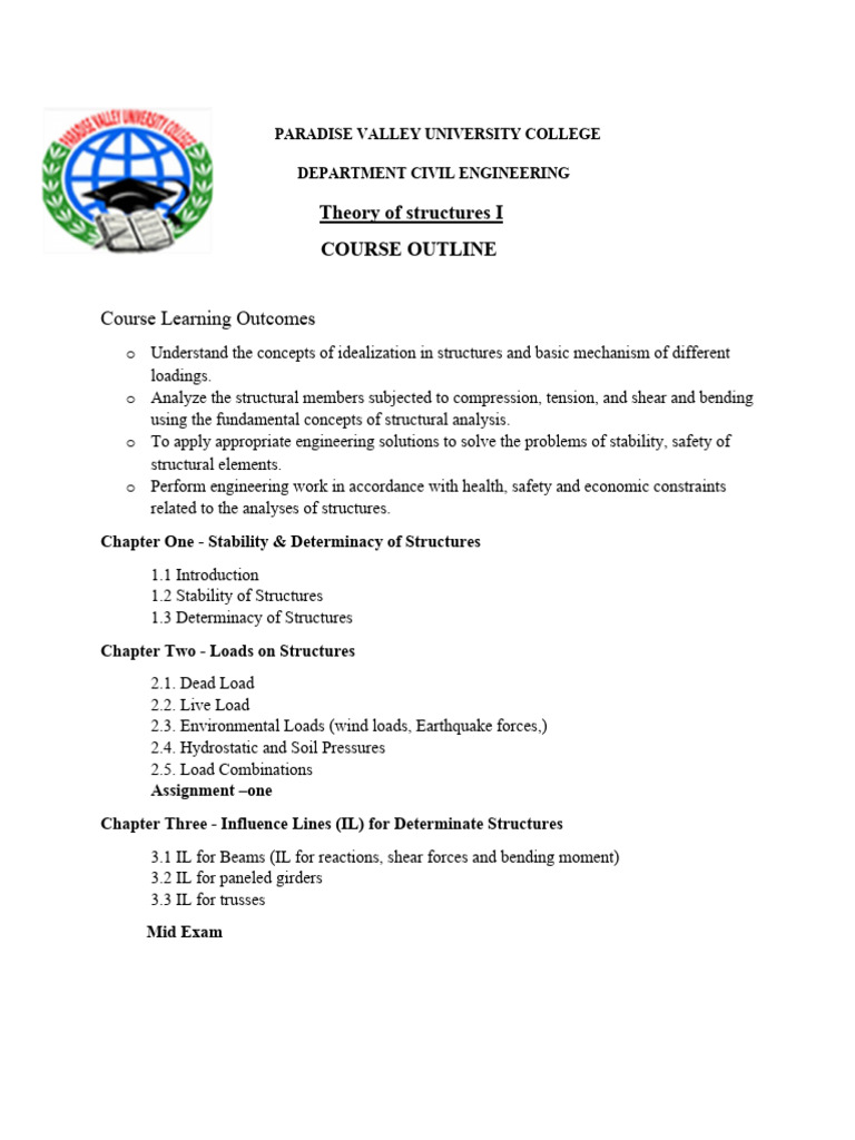 Theory of Structures I | PDF | Structural Analysis | Structural Load