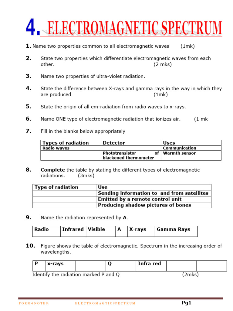 4.3 Electromagnetic Spectrum - 053349 | PDF | Electromagnetic Radiation ...