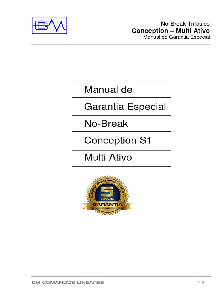 Manual de Garantia No Break Conception Multi Ativo Trifasico 5 Anos | PDF | Fonte de energia ...