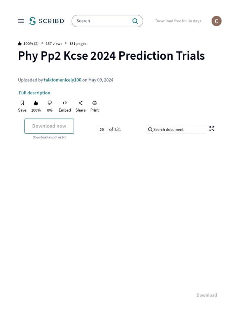Phy Pp2 Kcse 2024 Prediction Trials - PDF - Capacitor - Waves | PDF | Scribd | Software