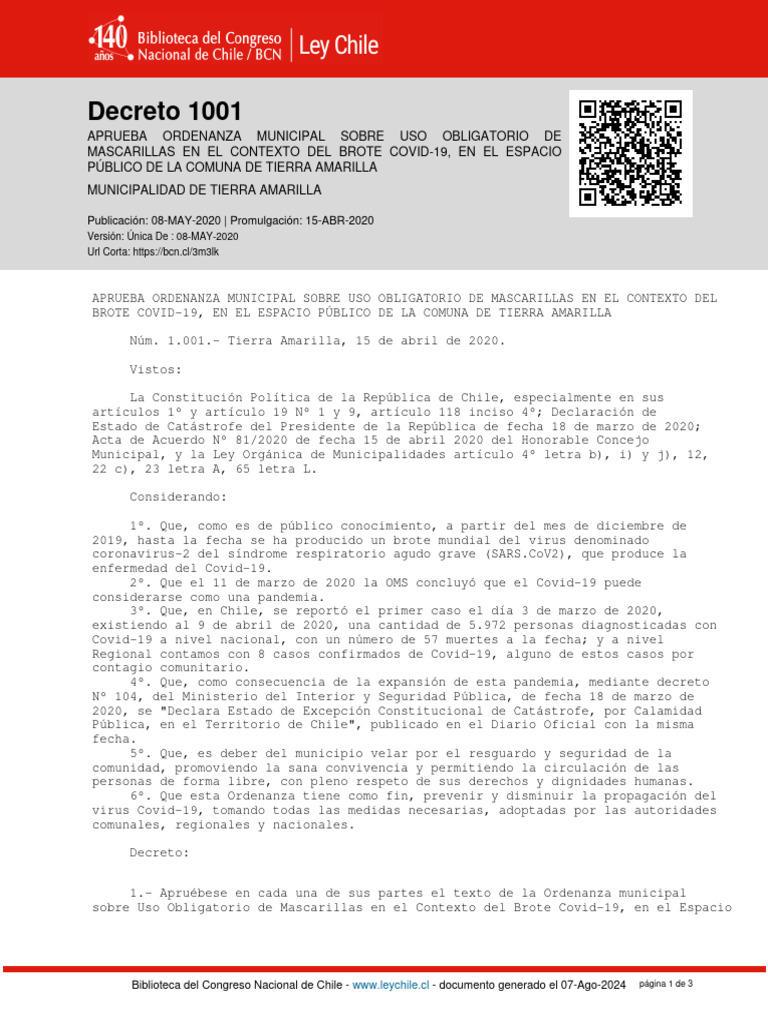 Decreto 1001 - 08 MAY 2020 | PDF