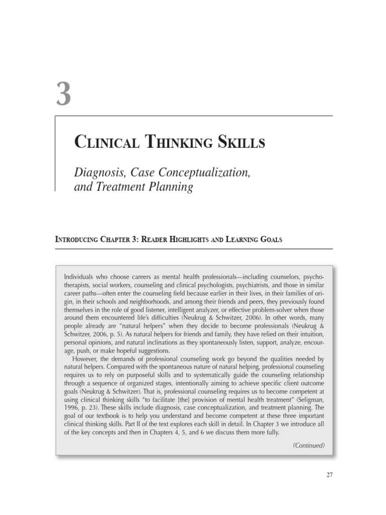 Clinical Thinking Skills | PDF | Diagnostic And Statistical Manual Of ...