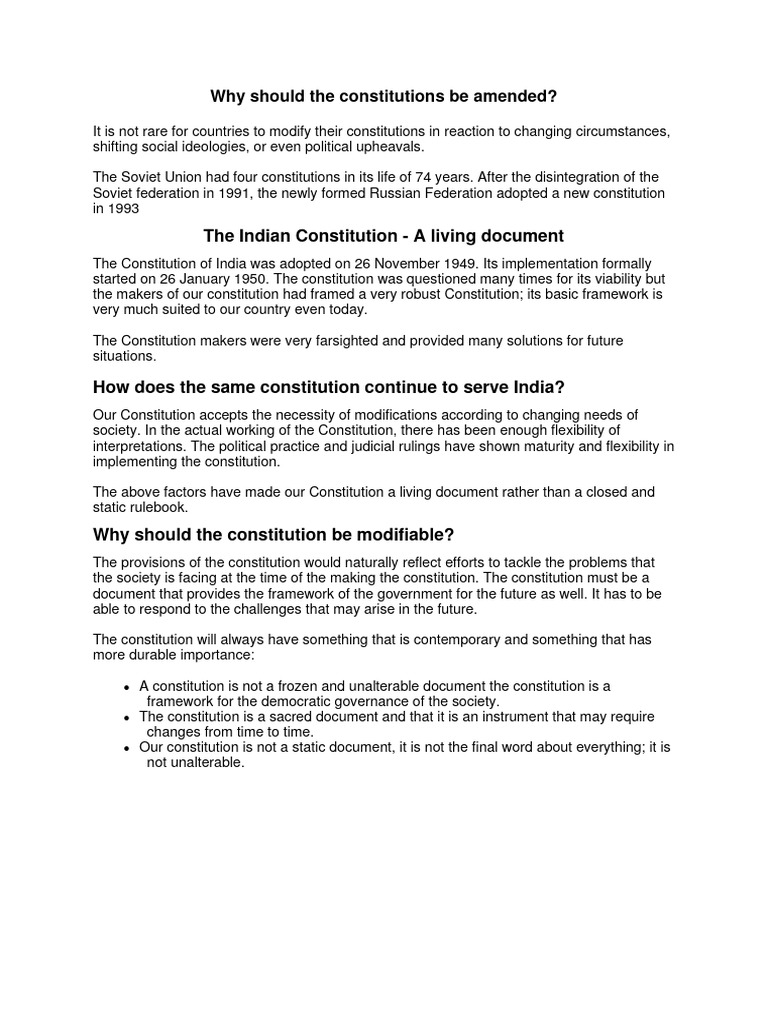 Constitution - A Living Document | PDF | Constitutional Amendment ...