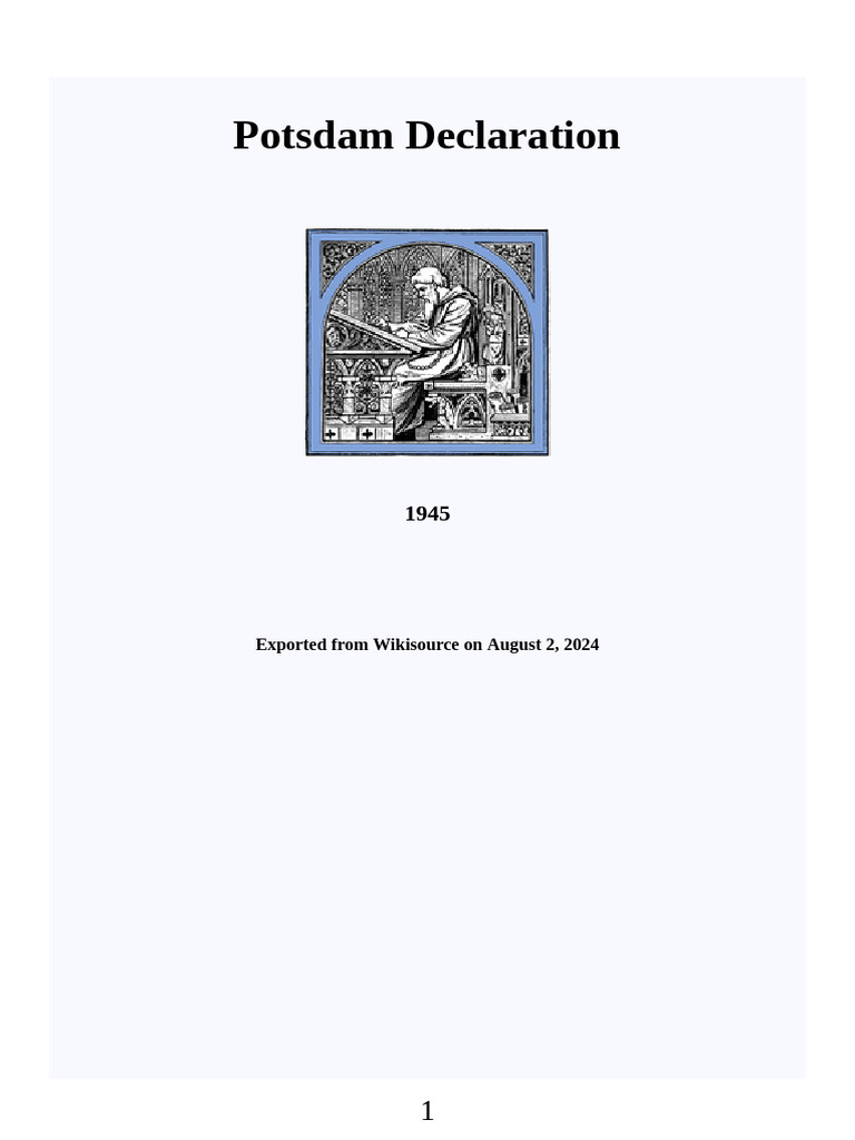 Potsdam Declaration | PDF | Empire Of Japan | Copyright