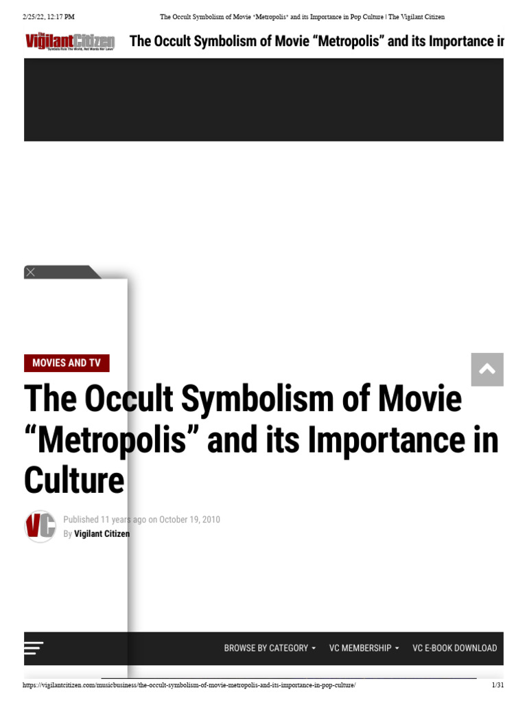 Pop Culture's Occult Metropolis | PDF | Freemasonry