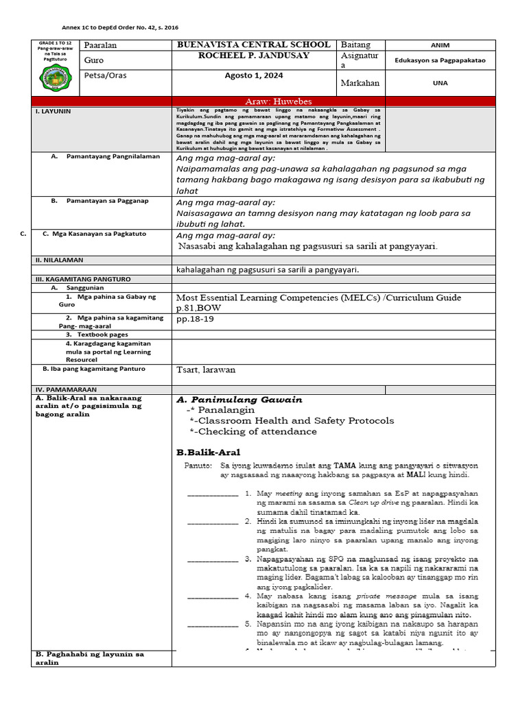 DLP - EsP 6-Aug. 1 | PDF