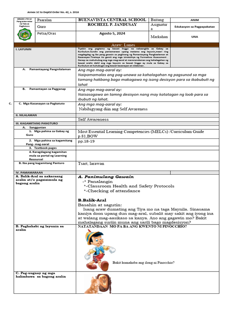 DLP - EsP 6-Aug. 5 | PDF