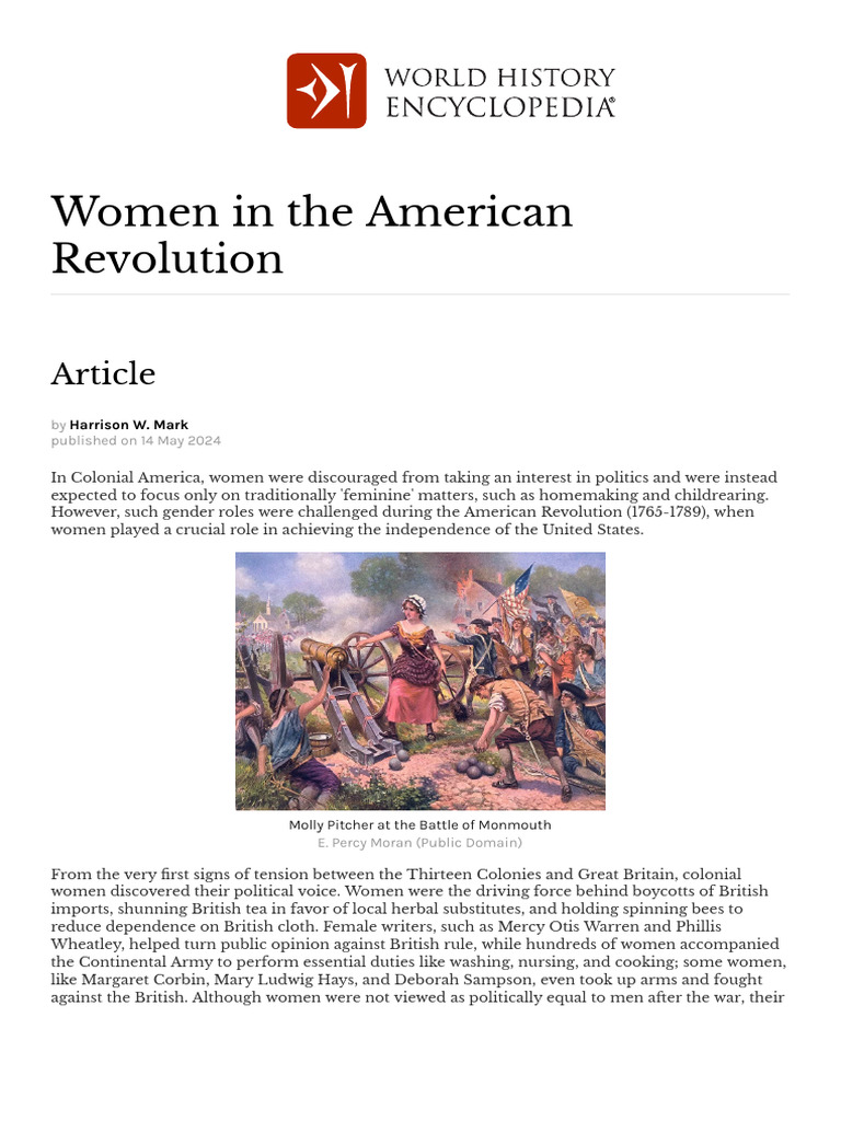Women in The American Revolution - World History Encyclopedia | PDF ...