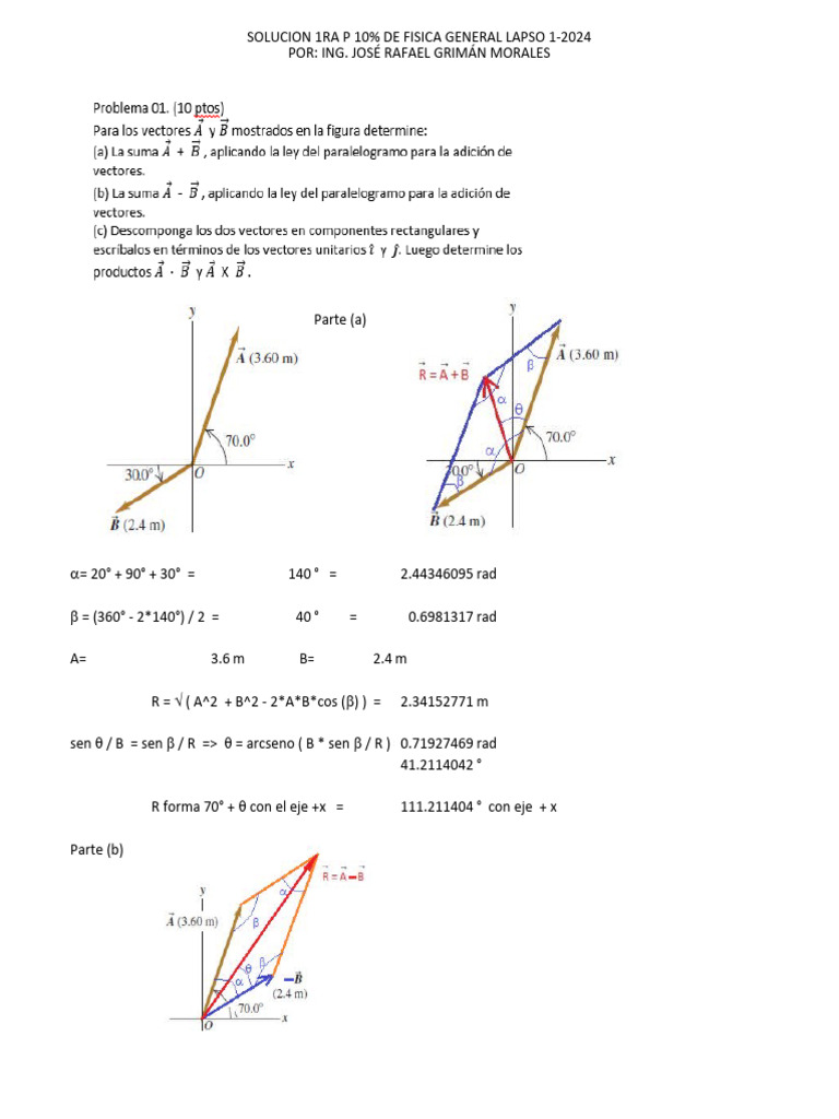 Solución 2P Física General Lapso 1-2024 | PDF