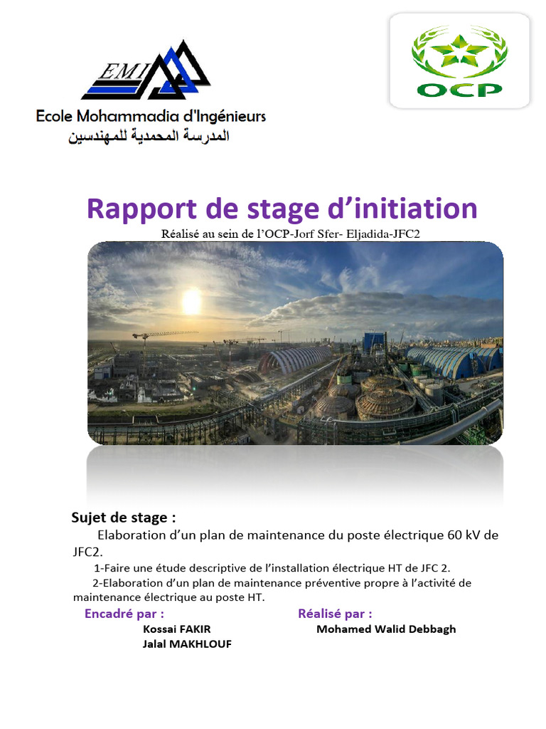Rapport de Stage Med Walid Debbagh | PDF | Transformateur électrique | Puissance (physique)