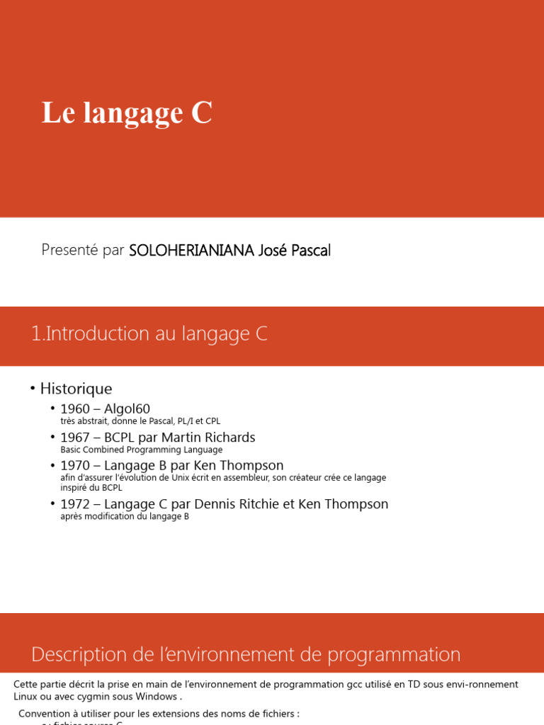 Cours PARTIE I | PDF | C (Langage de programmation) | Variable (informatique)