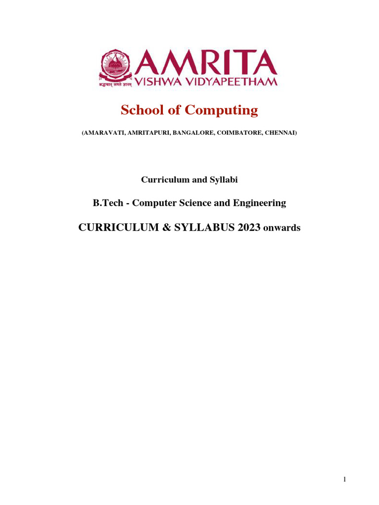 B.Tech Computer Science Curriculum 2023 | PDF | Integral | Derivative