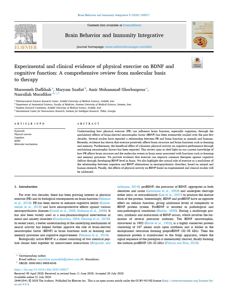 Experimental-and-clinical-evidence-of-physical-exercise_2023_Brain-Behavior- | PDF | Memory ...