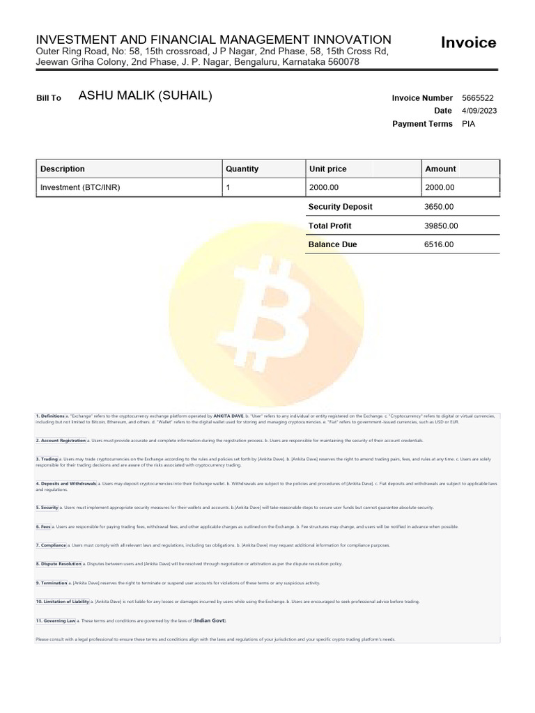 Invoice | PDF | Cryptocurrency | Bitcoin