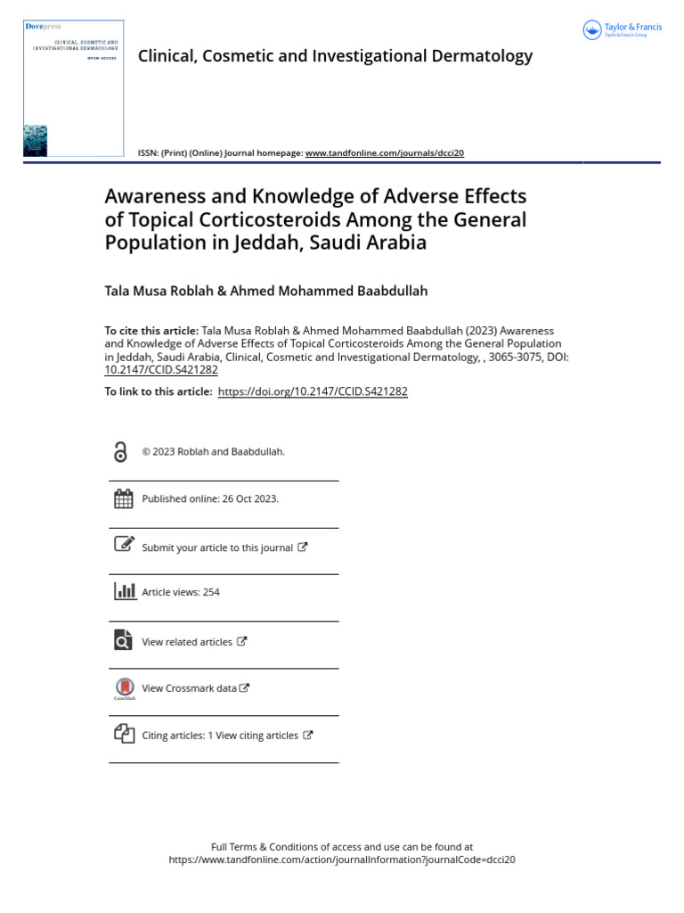 Awareness and Knowledge of Adverse Effects of Topical Corticosteroids Among the General ...