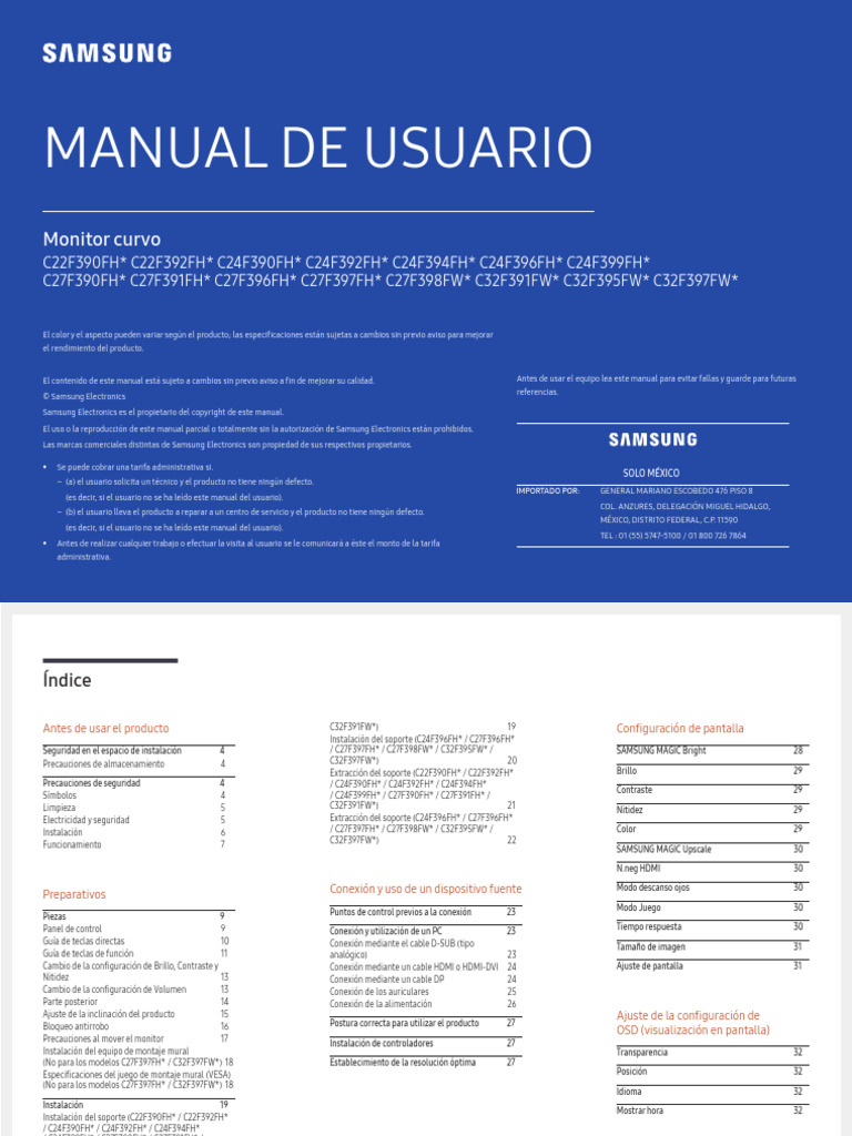 Manual C27f390fhu | PDF | Enchufes y tomas de corriente alterna | Hdmi