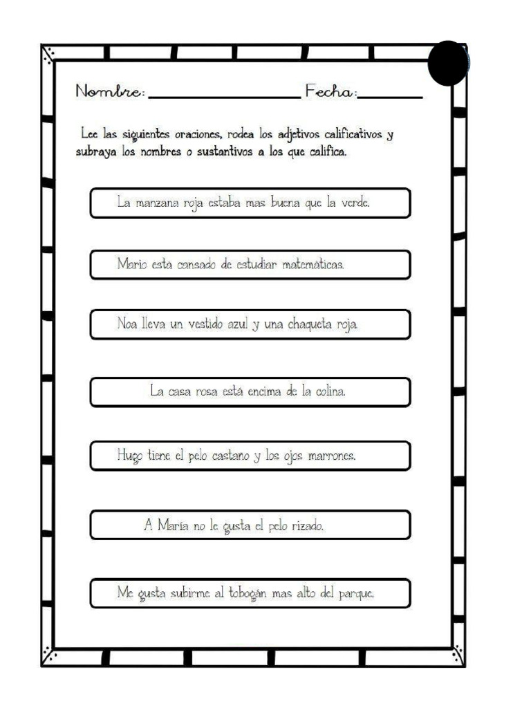Actividad Los Sustantivos y Adjetivos | PDF