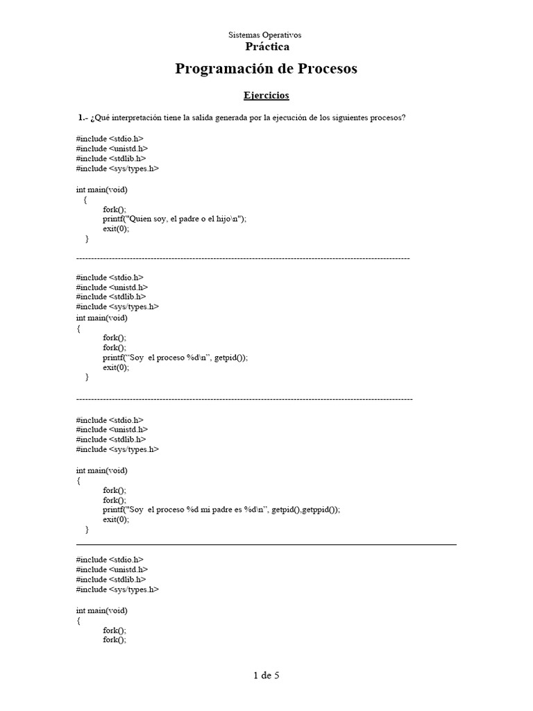 Practica 1 Programacion Procesos | PDF | Interfaz de línea de comando | Software del sistema