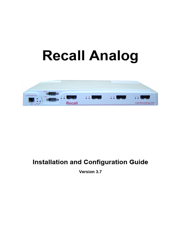 Recall Analog - Installation and Configuration Guide | PDF | Waste ...