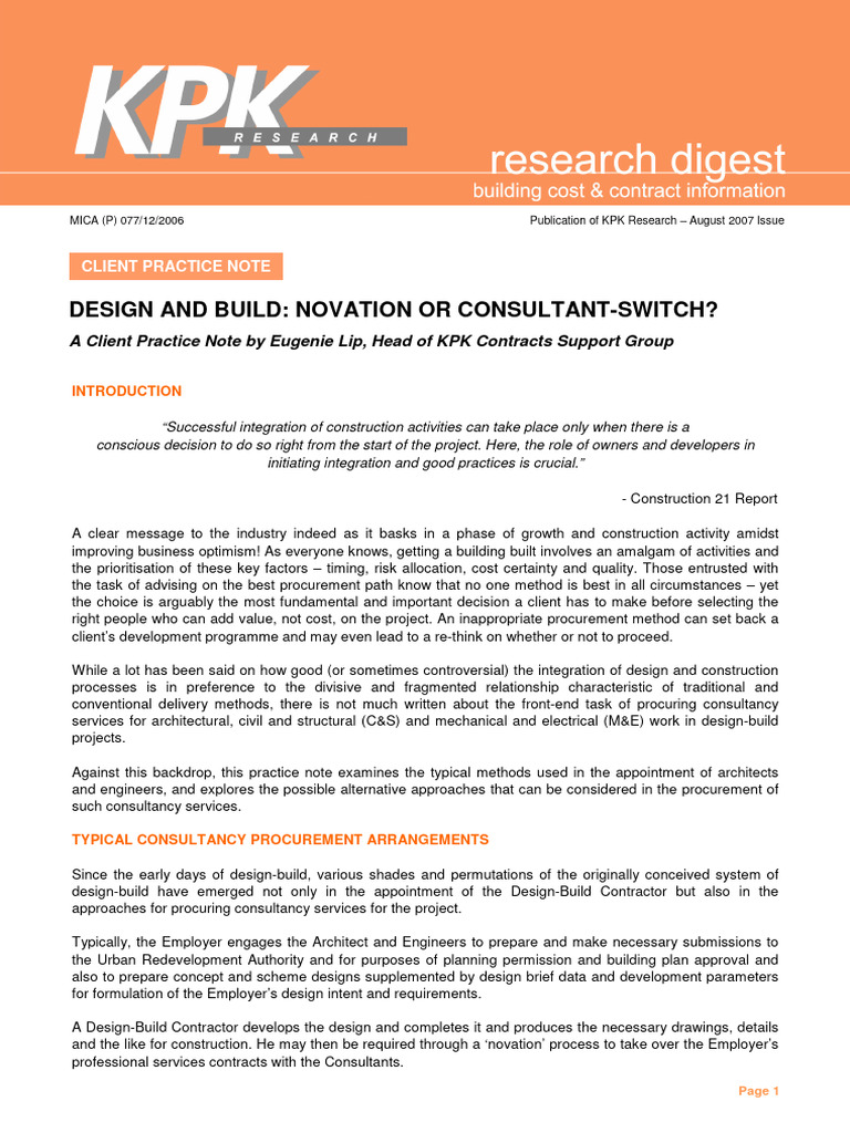 Design-Build Procurement Strategies | PDF | Architect | Consultant