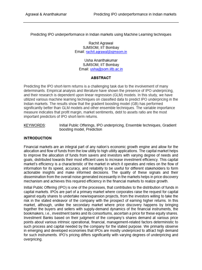Predicting IPO Underperformance Using Machine Learning | PDF | Receiver Operating Characteristic ...