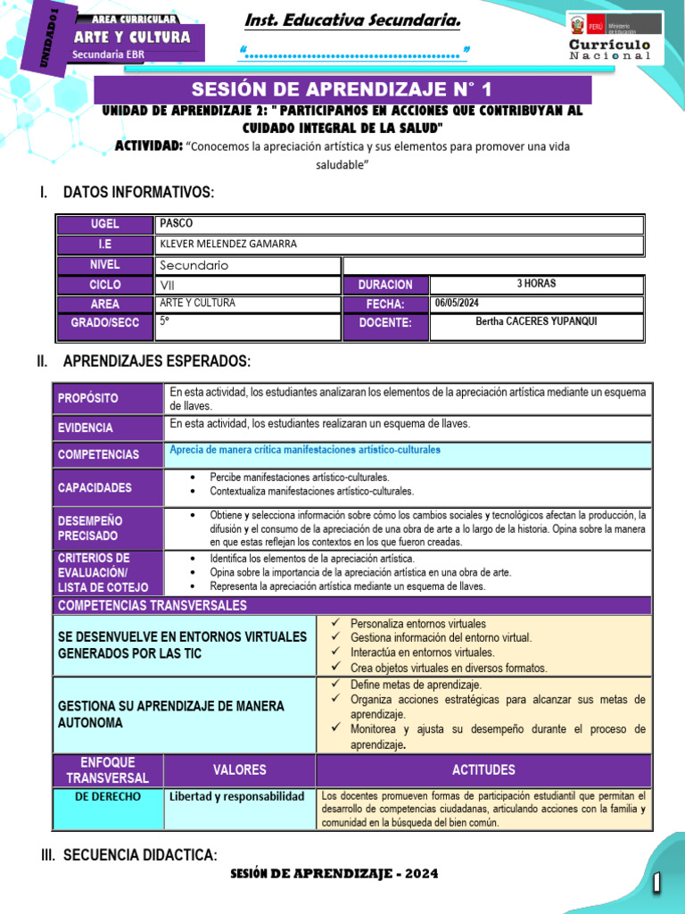 5° SES ACT 01-AYC-U2 | PDF | Aprendizaje | Evaluación