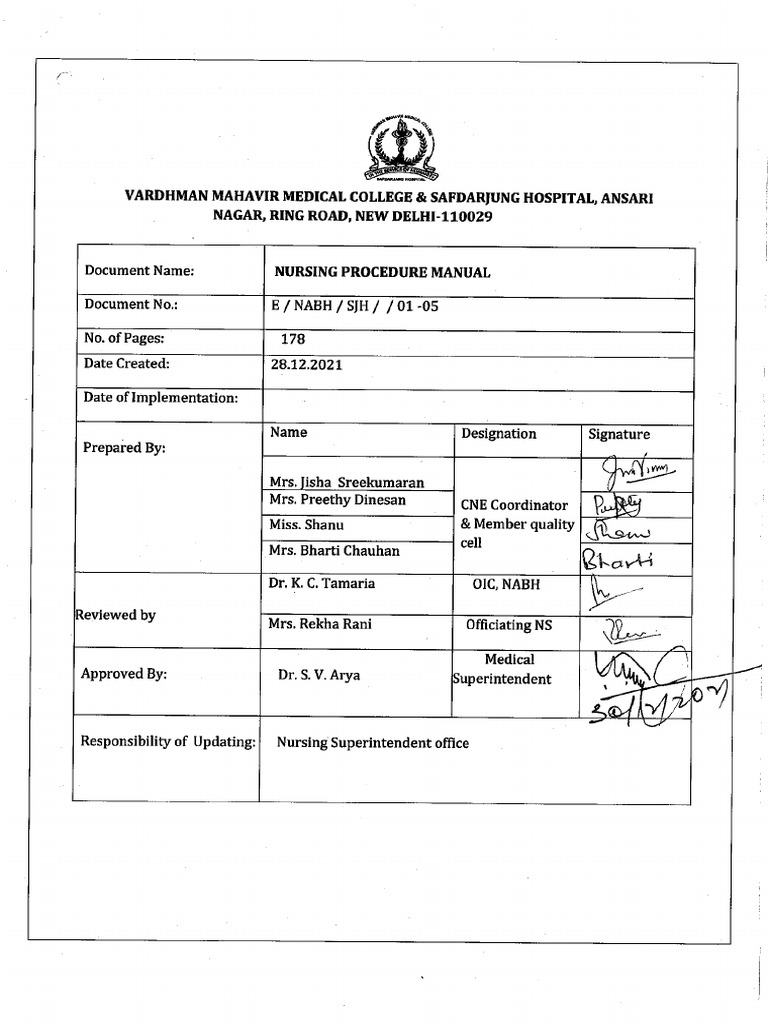 Nursing Procedure Manual | PDF