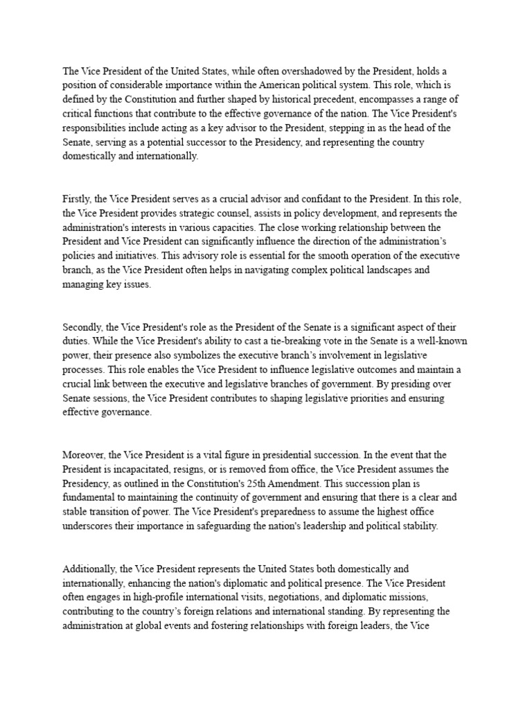 The Vice President of the United States - Why It Is Important | PDF ...