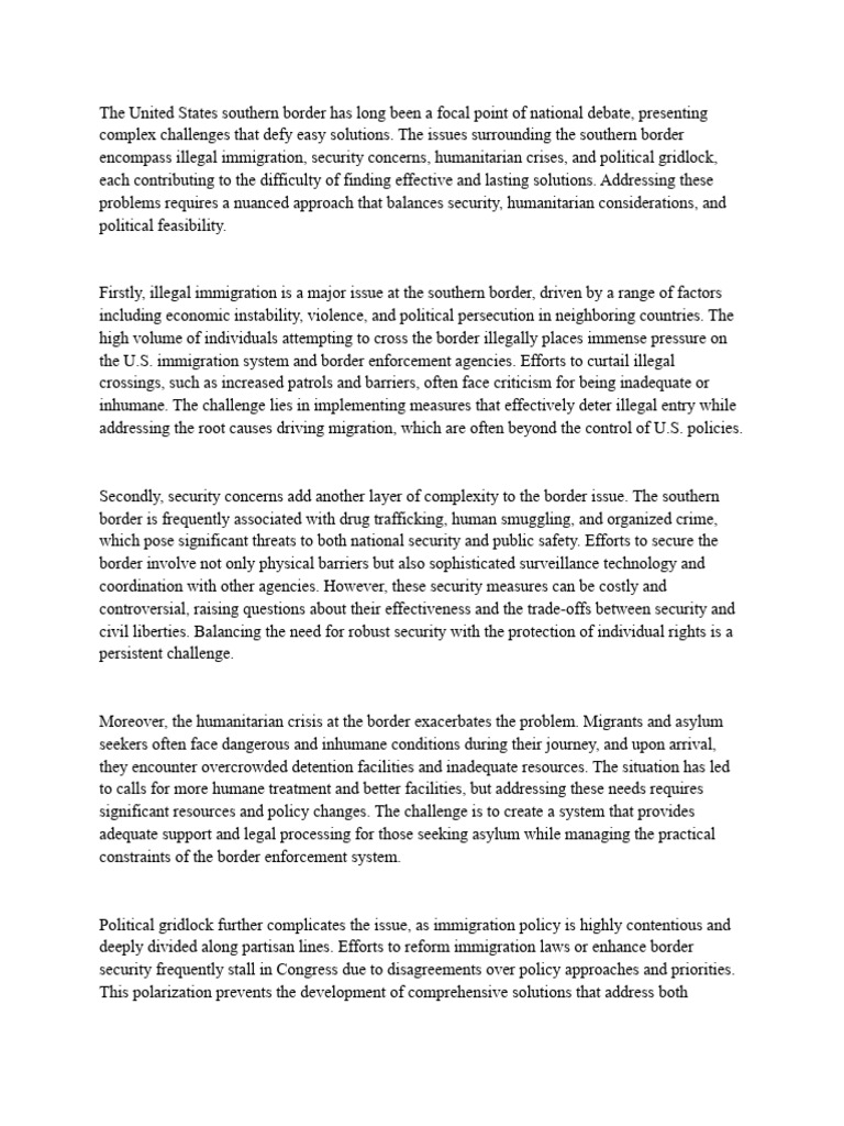 USA Southern Border - Not An Easy Solve | PDF | Mexico–United States ...