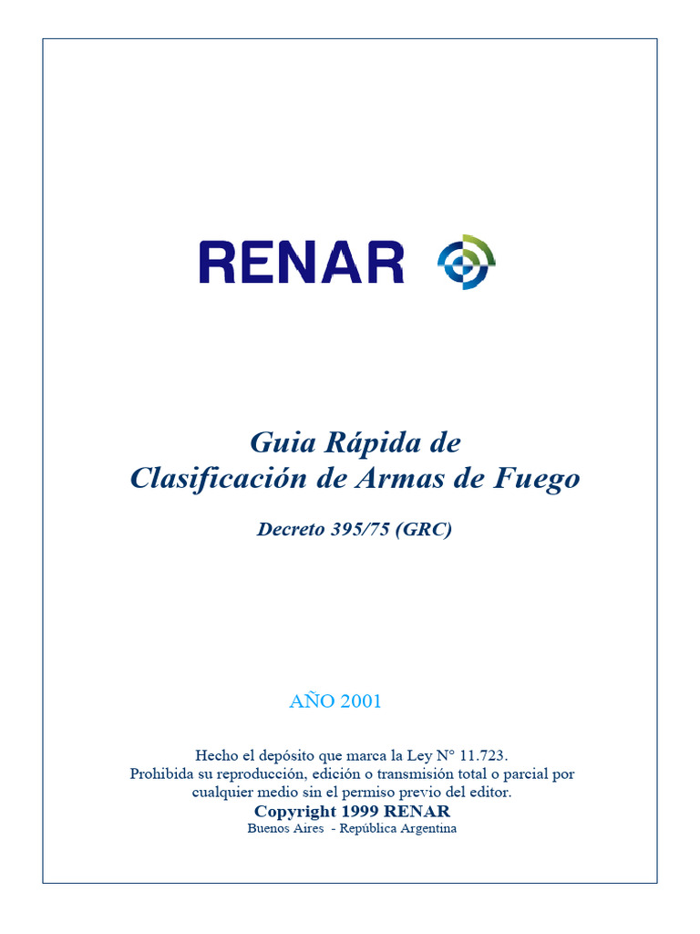 Guía Rápida de Clasificación de Armas de Fuego - Renar | PDF | Armas de ...