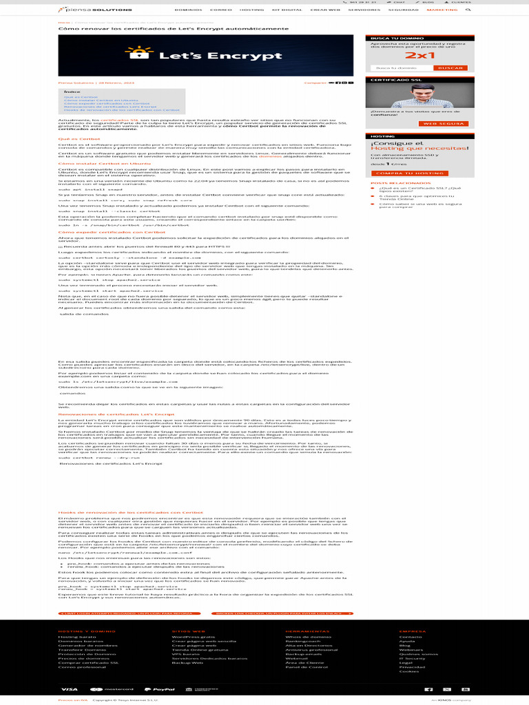 Cómo Renovar Los Certificados de Let's Encrypt Automáticamente | PDF
