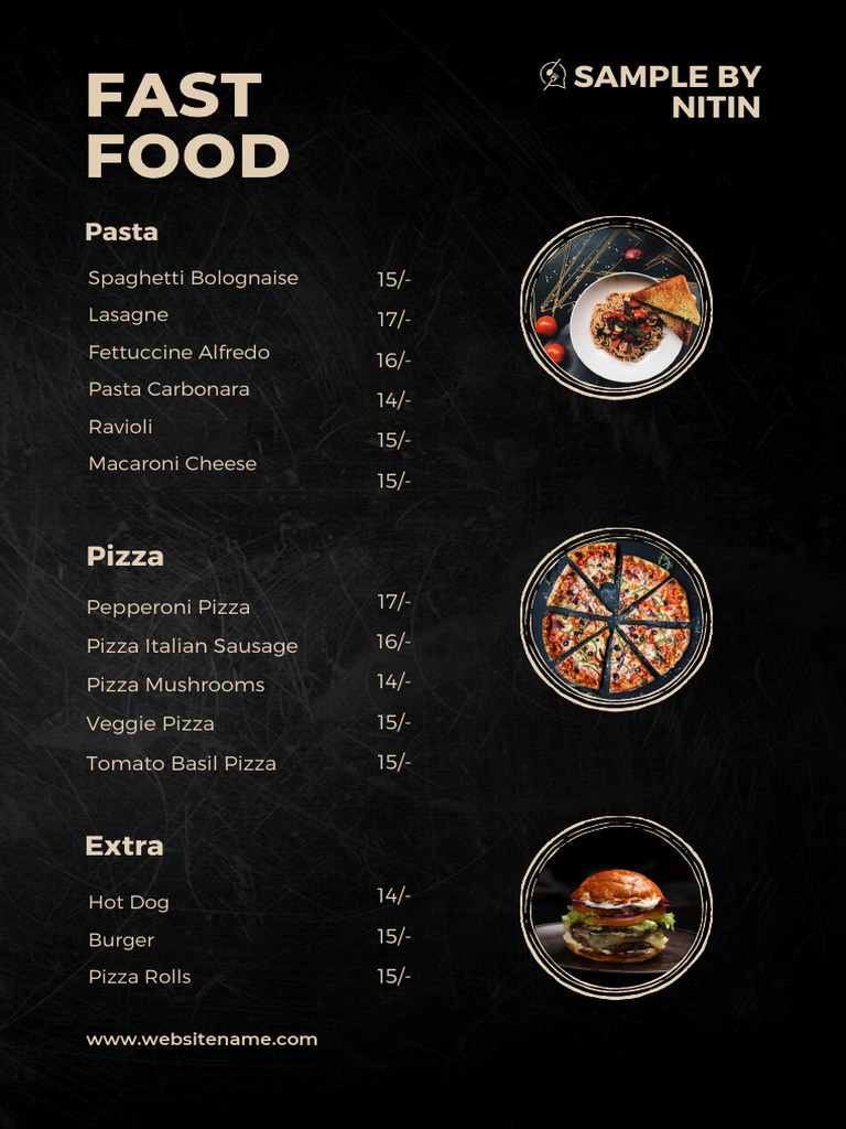 Sample Food Menu | PDF Sample Food Menu | PDF