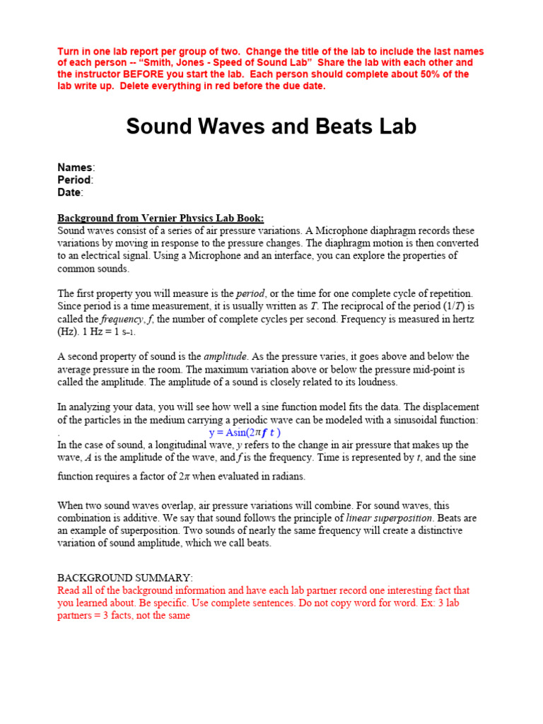 Vernier Physics 32 Beats Lab Modified | PDF | Sound | Amplitude