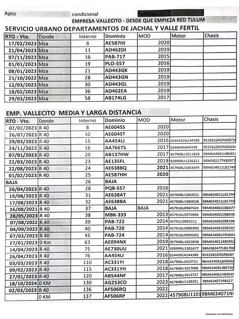 Listado de Vallecito 2024 | PDF